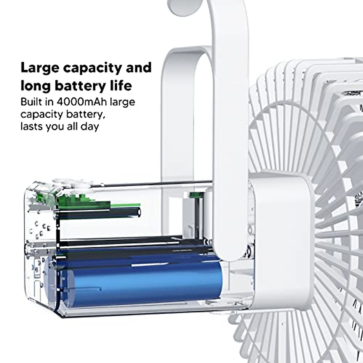 plplaaoo 4000mAh Tent Fan with 12 LED Lights,Camping Fan,Mute USB Rechargeable Battery Operated Desk Fan with Bracket,Hanging Hook,Remote Control,for Fishing, Camping,Office