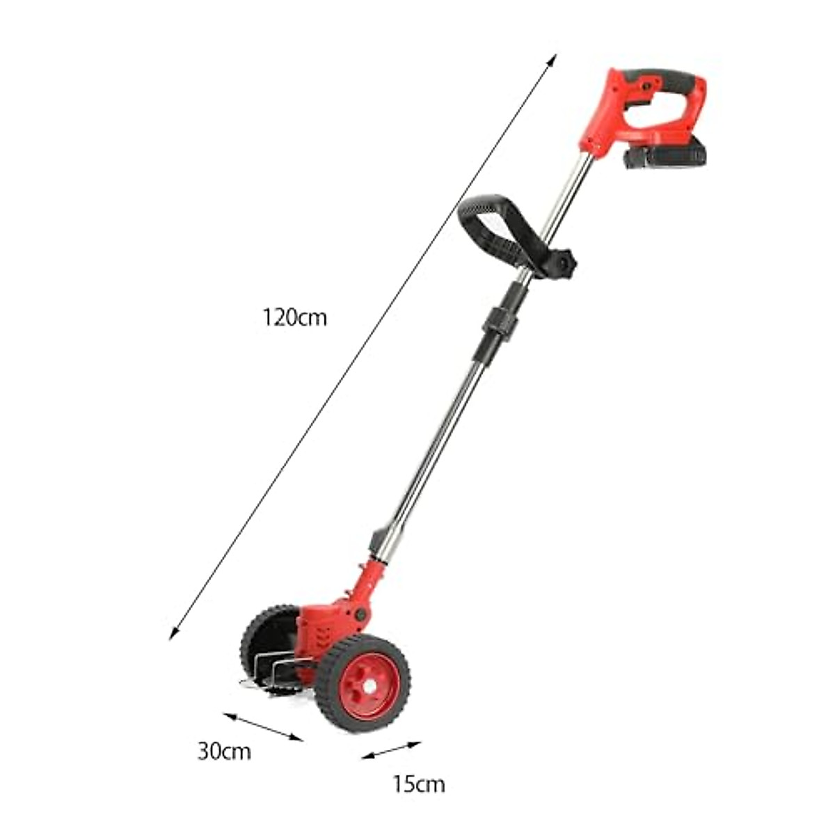 Hesitroad Electric Lawn Mower, Multifunctional Rechargeable Weed Eater Telescopic Rod D-Shaped Handle Grass String Trimmer Cordless Lightweight Bush Cutter for Garden 24V 2000mAh Battery Supply Red