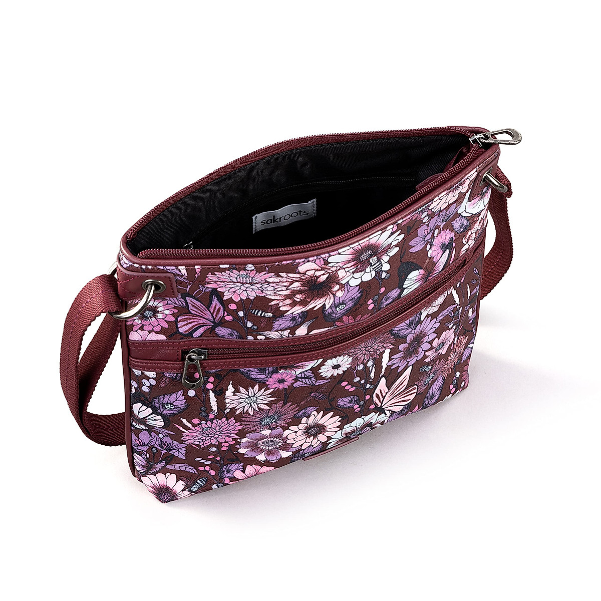 Sakroots Flat Cross Body, Cabernet in Bloom