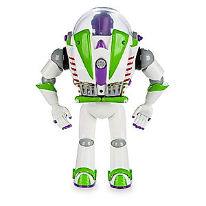 Disney Store Official Buzz Lightyear Interactive Talking Action Figure from Toy Story, 11 inch, Features 10+ English Phrases, Interacts with Other Figures and Toys, Light-Beam Features, Ages 3+