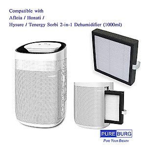 PUREBURG 3-Pack Replacement HEPA Filter Set Compatible with Afloia AQ8 Q8 & Honati Hysure Q7, Tenergy Sorbi 2-in-1 Dehumidifier (1000ML)