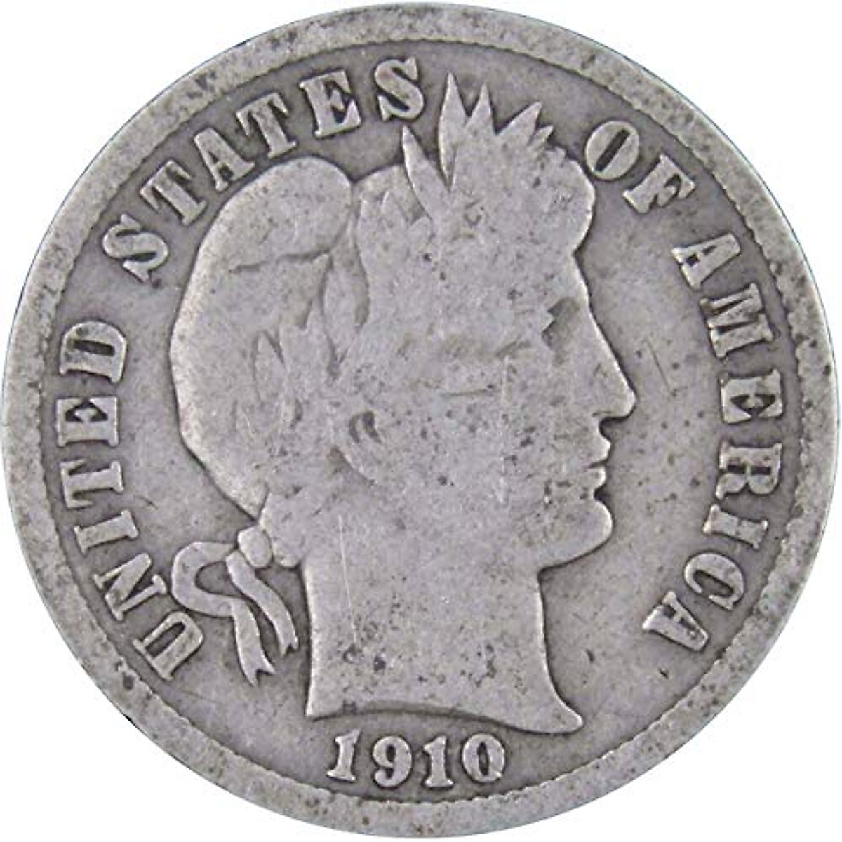 1910 Barber Dime AG About Good 90% Silver 10c US Type Coin Collectible