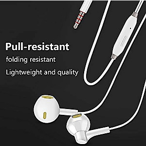 (2 Pack) Premium 3.5mm Wired Earphones/Headphones/Earbuds with Built-in Microphone & Remote Control Compatible for iPhone iPad iPod Samsung Galaxy Android Phone(White)