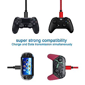 2 Pack 6Ft PS4 Controller Charger Cable for Xbox One Controller Cable,Playstation 4 Controller Charger Cord,PS4 Charging Cable Dualshock 4 Controller,PS4 Vita Slim/Pro Charge Play Micro USB Data Wire