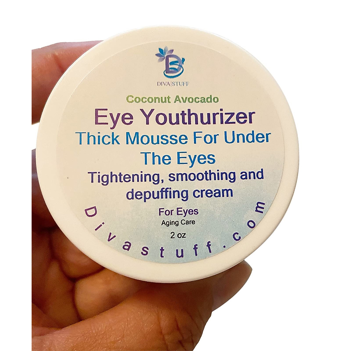 Diva Stuff Coconut and Avocado Eye Youthurizer, Thick Melt Mousse For Under The Eyes, Tightens, Lifts, Smooths and Depuffs, 2 oz