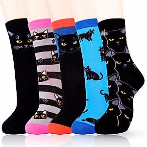 Belloxis Black Cat Socks for Women - Cat Lovers Gifts, Cozy Boot Socks, Cute Slouch Socks for Girls, Comfy Birthday Gifts for Teenage Girls
