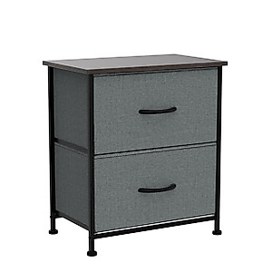 WLIVE Night Stand Set 2, Dresser and Nightstand Sets, Small Dresser for Bedroom with 2 Drawers, End Table with Fabric Bins for Closet, Bedside Furniture, College Dorm, Dark Grey