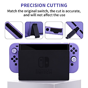 FANPL Case for Nintendo Switch, Hard Shell Cute Protective Case Cover for Switch and Joy Con Controller with 2 Flower Thumb Grips - Comfortable Touch (Purple)