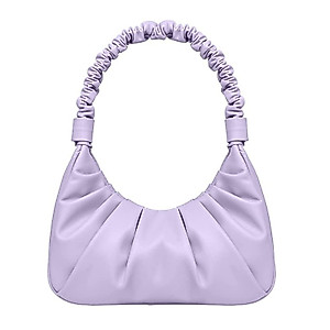 Classic Shoulder Bags for Women Cute Hobo Tote Mini Leather Handbag Clutch Purse Lightweight (Purple)