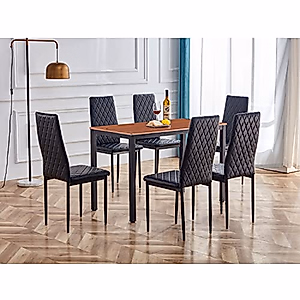 IANIYA Dinning Chair for Dinning Room Kitchen Metal Chairs Modern Leather Dining Chairs Set of 6 (Black)