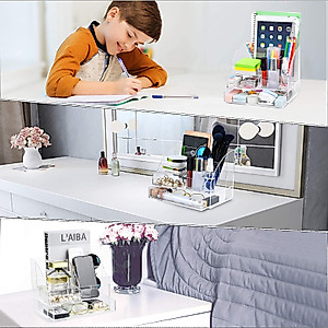 Acrylic Office Desk Supplies and Accessories,clear Desk stationary organizer with Drawers, Pen and Pencil Holder,Desktop Organization