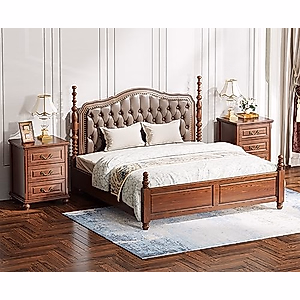 LITTLE TREE Nightstand with 3 Drawers Mid-Century Modern Night Stand with Storage, Traditional Antique Bedside Bedroom, Wood Side End Table for Living Room, Cherry