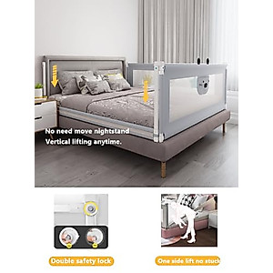 Bed Rail for Toddlers Extra Long Bed Railing for Queen & King & Twin Full Size Bed Rail Guard Bed Safety Fence Guard Rail Rail Sleep Rails Bed barriers Bumper Extra Tall Rail 70.8" 1 side