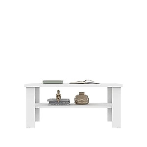 Modern Classic Rectangular Coffee Table for Living Room, Dining Room with Color Combination (White)