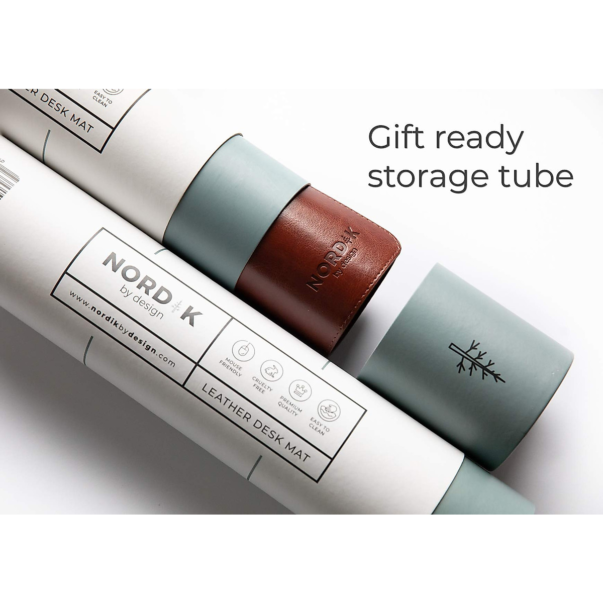 Nordik Leather Desk Mat Cable Organizer (Saddle Brown 35 X 17 inch) Premium Extended Mouse Mat for Home Office Accessories - Felt Vegan Large Leather Desk Pad Protector & Desk Blotter Pads Decor