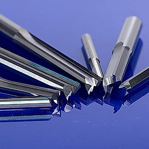 HOZLY 1/8 Inch Straight Router Bits Set (CED 1.0mm 1.5mm 2.0mm 2.5mm 3.175mm )Milling Cutter 2 Flutes Double Edged CNC Cutting Tungsten Steel for Wood MDF Acrylic Milling