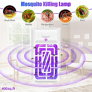 Jahy2Tech Bug Zapper Indoor Plug in Electronic Mosquito Zapper Indoor Mosquito Killer Lamp with UV Light Attractant, Fruit Fly Traps Indoor for Home, Living Room, Office Pest Control, 2 Pack, White