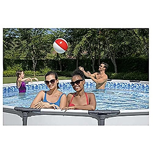 Bestway Steel Pro MAX 16 Foot x 48 Inch Round Metal Frame Above Ground Outdoor Swimming Pool Set with 1,000 Filter Pump, Ladder, and Cover