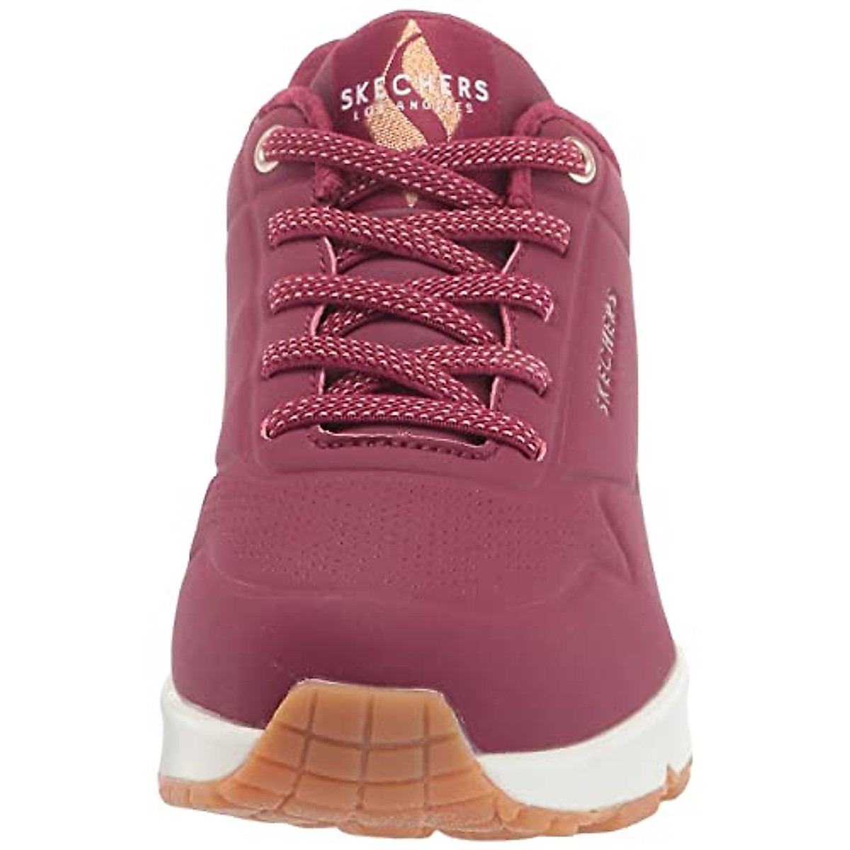 Skechers Women's UNO-Shimmer Away Sneaker, Burgundy, 7.5