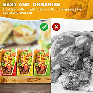 PAGOW 21pcs Taco Holder Stands, Hard Plastic Taco Shell Rack, Non Toxic BPA Free Taco Stand for Tortillas Burritos ( 3 Color: Red, Yellow, Green )