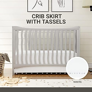 Tadpoles Crib Skirt with Tassel | 28" x 52" with a 14" Drop | Made of 100% Softly Brushed Microfiber Polyester | Easy to Care for | Soft, Smooth, Breathable & Durable | Ideal for Babies | White