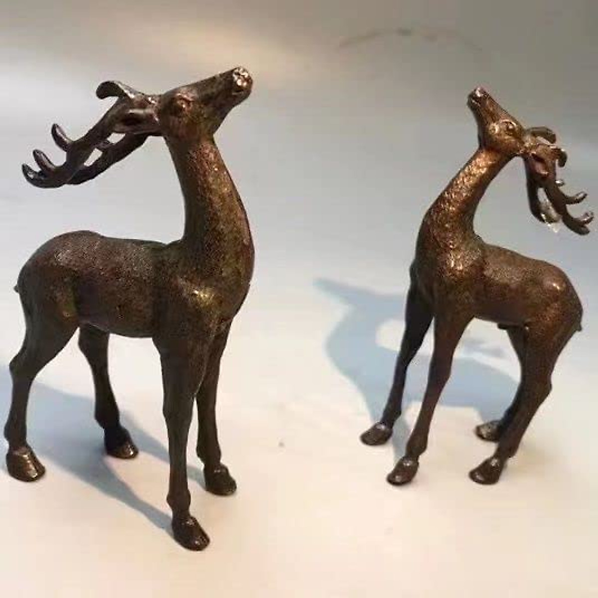 9cm Brass Retro Solid Sika Deer Ornament, Metal Fulu Statue Home Decoration Desktop Tea Pet Crafts Collection