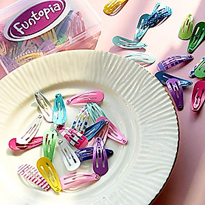 Toddler Hair Clips, Funtopia 80 Pcs (1.2 Inch, 3cm) Cute Mini Snap Hair Clips for Baby Girls Kids, Colorful Small Snap Barrettes Metal Hair Clips for Fine Hair