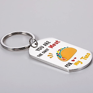 Perleddom Anniversary Day Gifts for Men Women I Love You Gifts for Him Birthday Keychain Gifts for Husband Boyfriend Engagement Gifts for Couples Groom Men from Wife Girlfriend Taco Gifts