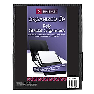 Smead Organized Up Poly Stackit Organizers, Letter Size, Black, 2 per Pack (87005)