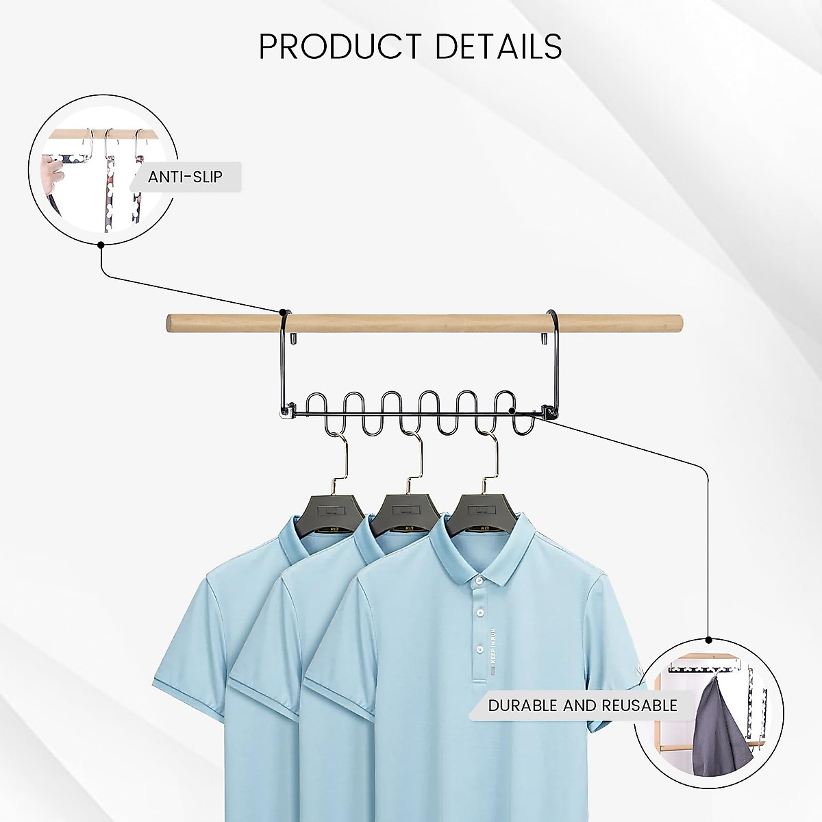 MCPINKY 4PCS Metal Space Saving Hangers, Cascading Space Saving Hanger Stainless Steel Hanger for Travel Closet Clothing Storage