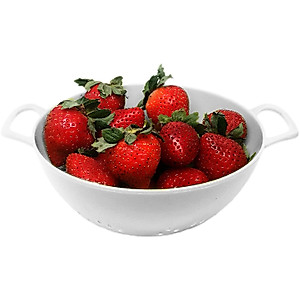 Meadow Lane 6-inch Colander, Dual Handles, BPA-Free, Dishwasher Safe Compact Food Strainer for Fruits, Veggies and Pasta, 3-Cup Capacity, White