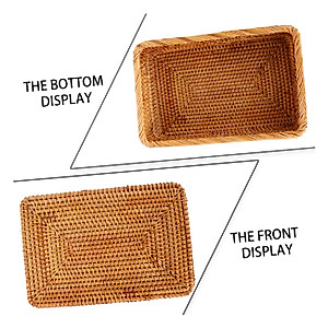 Zerodeko Organizer Rectangular Storage Basket Seagrass Storage Baskets Woven Storage Baskets Rattan Storage Basket Rattan Organizer Bins Seagrass Organizers Storage Box Wicker Sundry 1pc