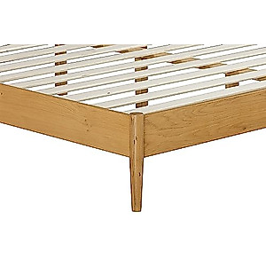 NTC Gem Wooden Bed Frame with Headboard, Solid Oak Foundation with Silent Slats and Wood Central Supports, 800 Lb Capacity, Effortless Assembly, King - Rustic Oak