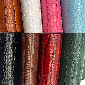 Embossed Alligator Synthetic PU Fabric, 12 x 54 inch Crocodile Vinyl Faux Leather Sheets for DIY Crafts Hair Bows Bags Handicrafts-Pink