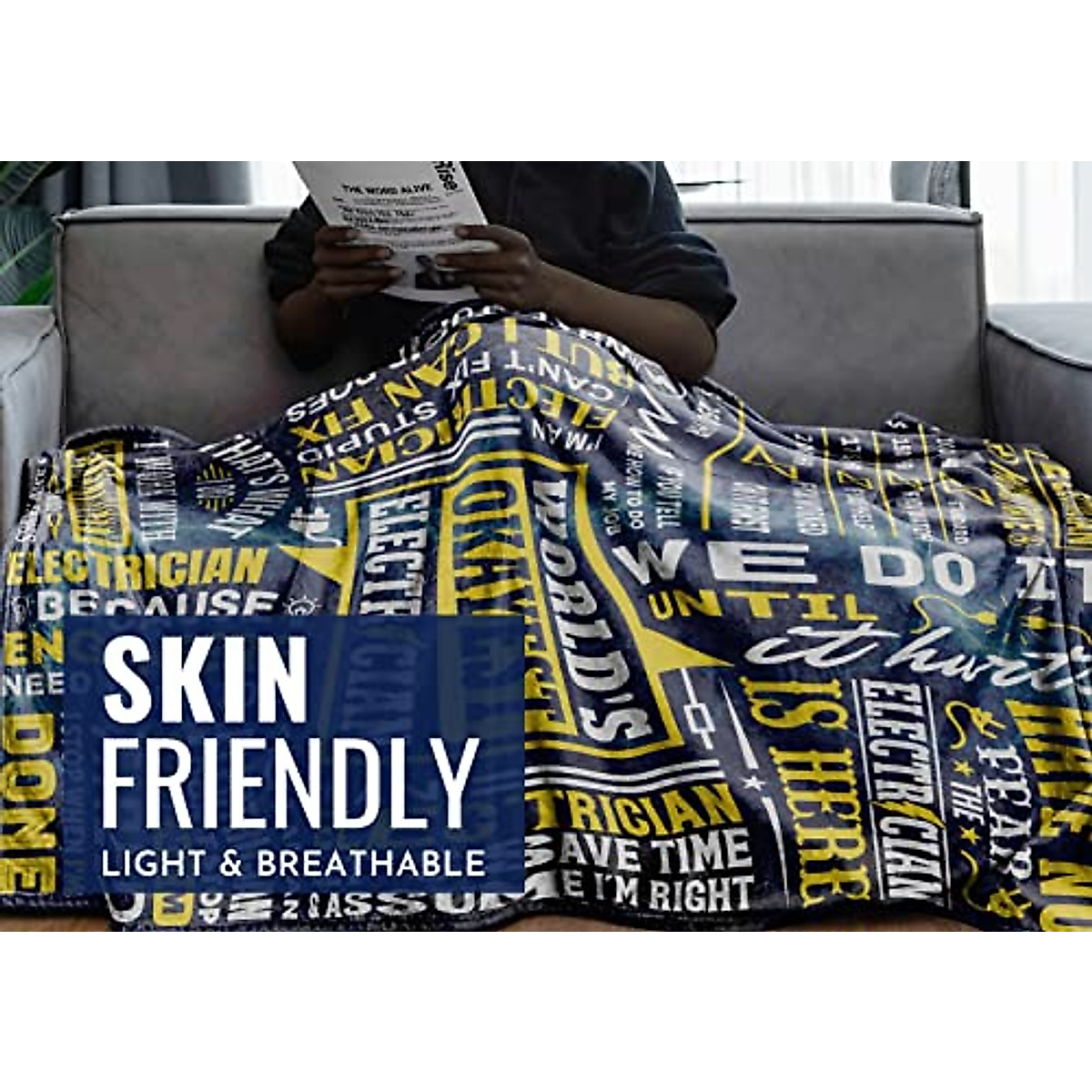 InnoBeta Electrician Gifts for Men, Throw Blanket for Dad, Husband, Father's Day, Christmas, Birthday - 50" X 65"
