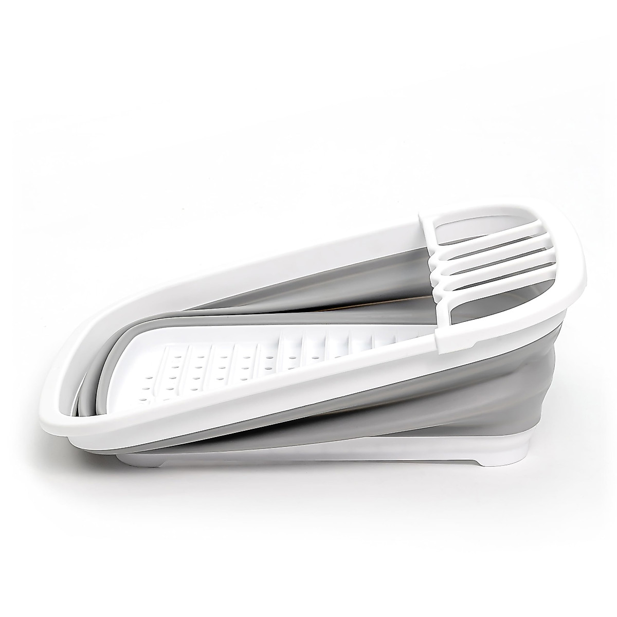 SAMMART 8L (2.11Gallons) Collapsible Dish Drainer - Foldable Drying Rack - Portable Dinnerware Organizer - Space Saving (White/Grey, 1)