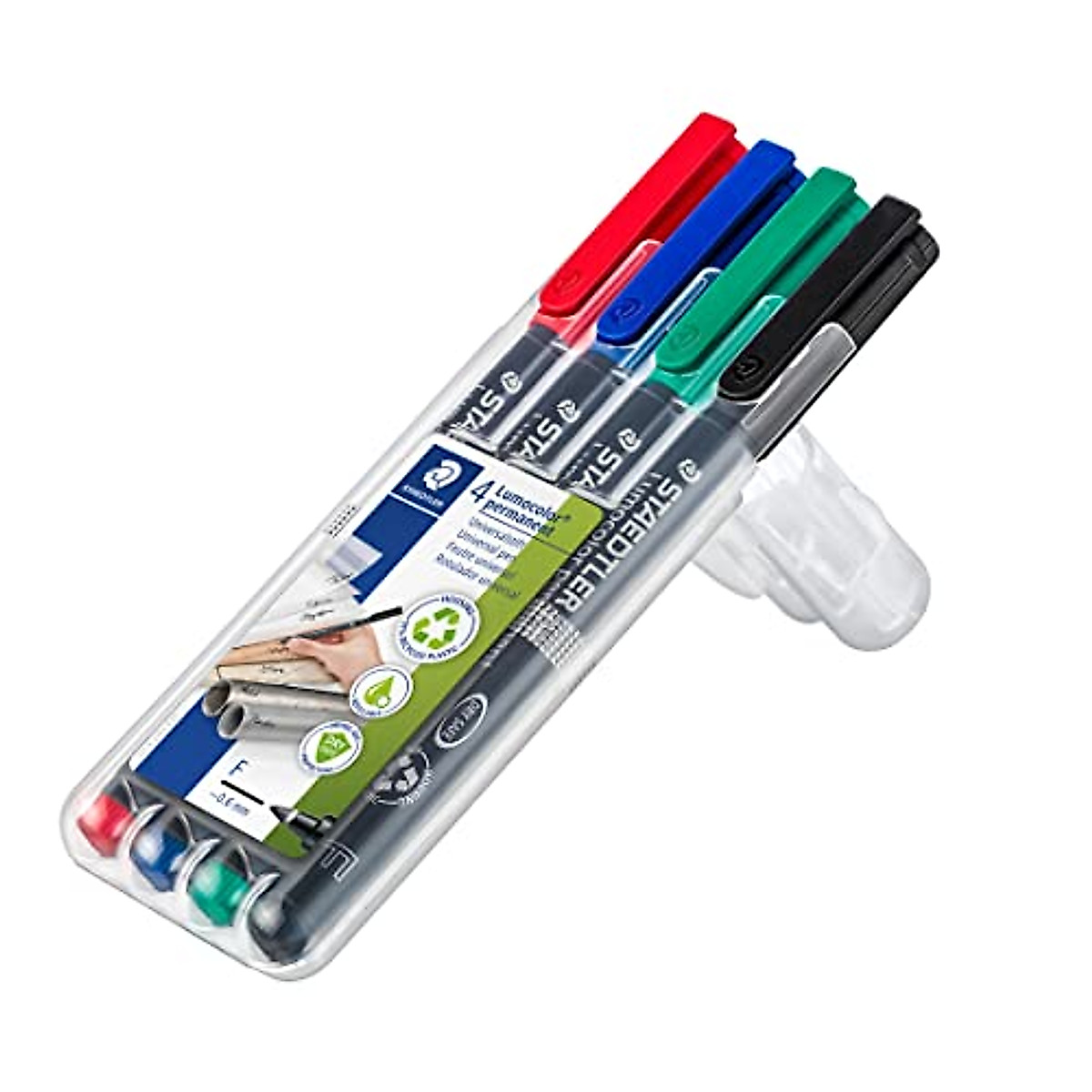 Staedtler 318-WP4 Lumocolor Permanent Universal Pens, Fine Point, 0.6mm, Assorted, 4 per Set