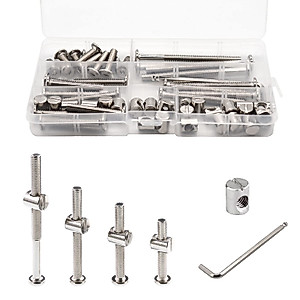 Crib Screws Hardware Replacement Kit - 28 Set Baby Bed Frame Bolts &Barrel Nuts Set for Delta/Graco/Dream On Me,M6x20/40/60/80 mm Hex Drive Socket Cap Screws Barrel Nuts