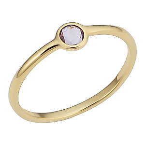 KoolJewelry 14k Yellow Gold Genuine Amethyst Ring Minimalist Jewelry for Women (size 5)