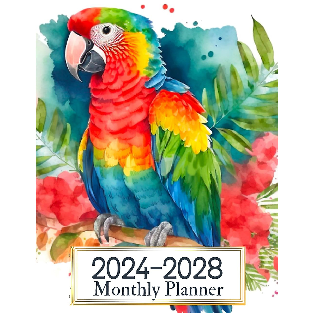 2024-2028 Monthly Planner 5 Years: January 2024 - December 2028 with Holidays | Parrot Cover