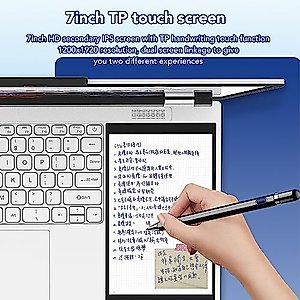 ASHATA for Win 11 Double Screen Laptop 15.6 inch, for Intel Celeron N5105 Quad Core Quad Processor Up to 2.9GHz 16G RAM Notebook with 7in IPS Screen, Backlight Keyboard (16GB+1TB)