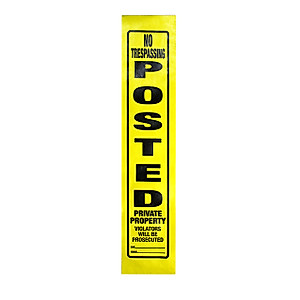 WristCo Posted Sign Yellow Private Property for outdoors - 4" x 20" 100 per Roll weatherproof tear-resistant Tyvek high visibility for warning no trespassing hunting fishing trapping
