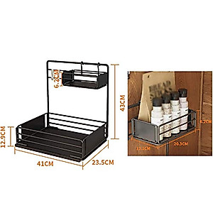 YUEGOO Kitchen Sinks Solid Under Sink Storage Kitchen Shelf,Multifunctional Storage Shelf,Removable Drawer Shelf,for Kitchen,Bathroom,Under Sink Rack Shelf/White+black/41 * 23.5 * 43cm