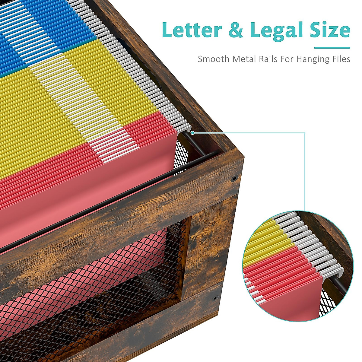 X-cosrack Rolling File Cabinet, Hanging File Organizer Box with Lid for Home Office, Small Filing Cabinet with Wheels Under Desk, Mobile Files Storage Cart, Letter & Legal Size