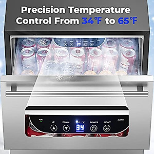 24 Inch Outdoor Drawer Fridge, Under Counter Double Drawer Beverage Refrigerator, 4.9 Cu.Ft. Weather Proof IPX4 Stainless Steel Auto Defrost 34-65℉ Built-in Fridge, ETL & DOE Approved