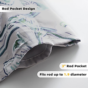 DriftAway Alyssa Jacobean Elegant Floral Leaves Pattern Thermal Insulated Blackout Lined Rod Pocket Window Curtain Valance for Kitchen Café 2 Pack 52 Inch by 18 Inch Plus 2 Inch Header Gray