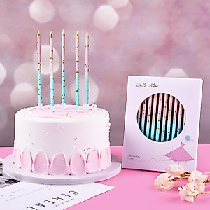 Bella Meri Pink Blue Gold Long Thin Birthday Candles, Cake Candles, Birthday Parties, Wedding Decorations, Party Candles