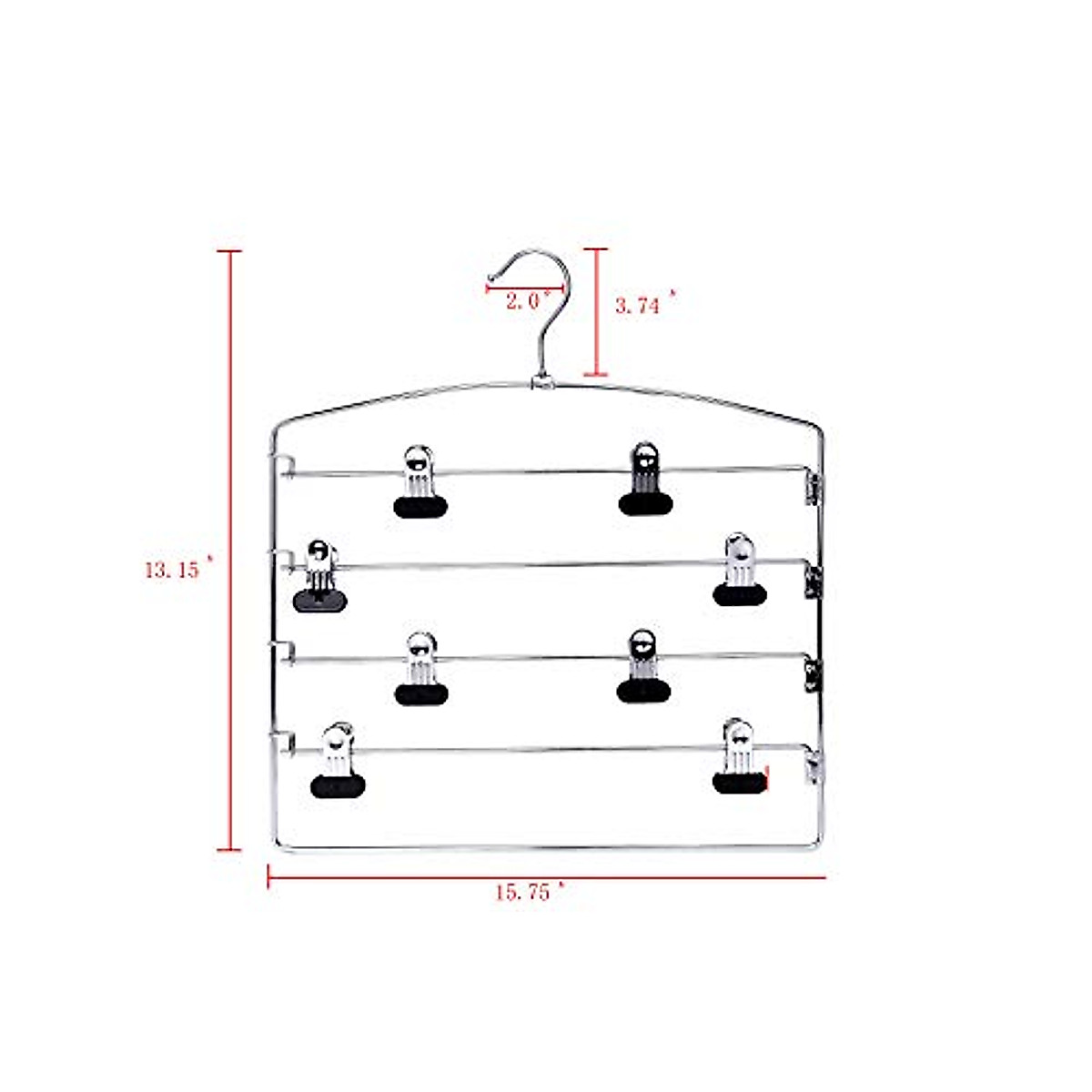 3 Quality Multi Pants Hangers, Space-Saving Multi-Bar Metal Pants Hangers, Stable with Non-Slip Foam Padding, Swivel Hook for 5 Jeans Each, Suit Pants, Scarves, Towels, Trousers (Skirt, 3)