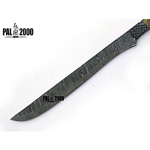 PAL 2000 KNIVES HSK-9990 Handmade Damascus Sword Knife Ram Horn Handle With Sheath