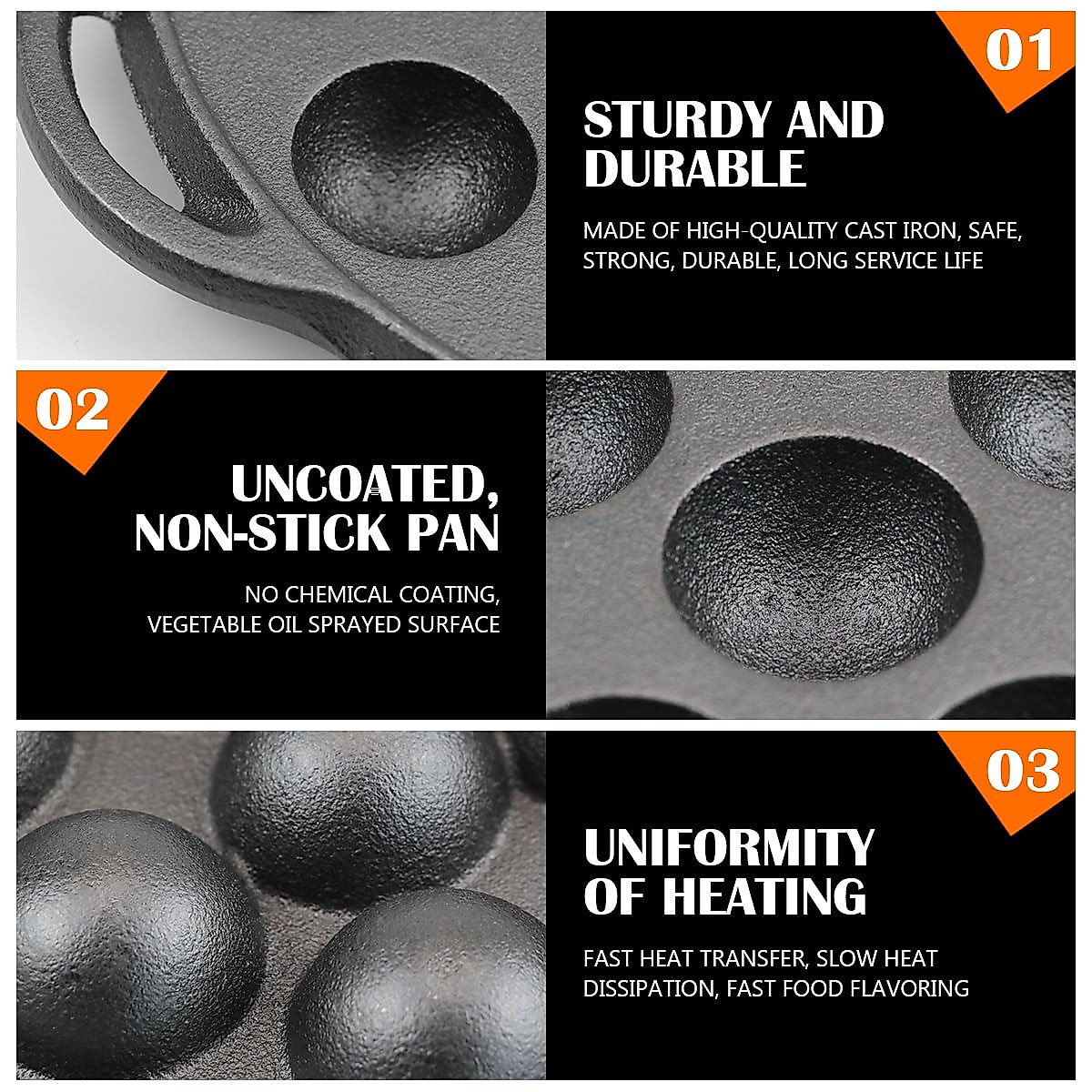 Escargot Dish Cast Iron Takoyaki Mushroom Plate with 15 Compartment Holes, Octopus Ball Maker with Forks and Brush for Snails, BBQ, and Mushroom Cooking